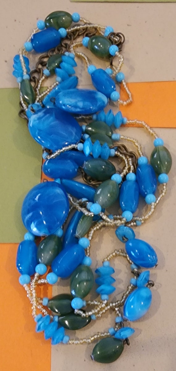 vintage long blue plastic - Gem