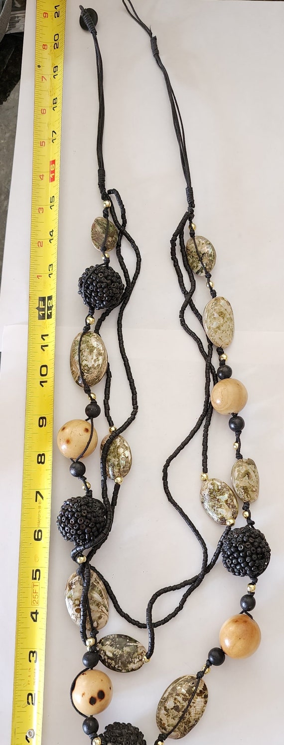 Vintage, African seeded, nut, long string necklace - Gem