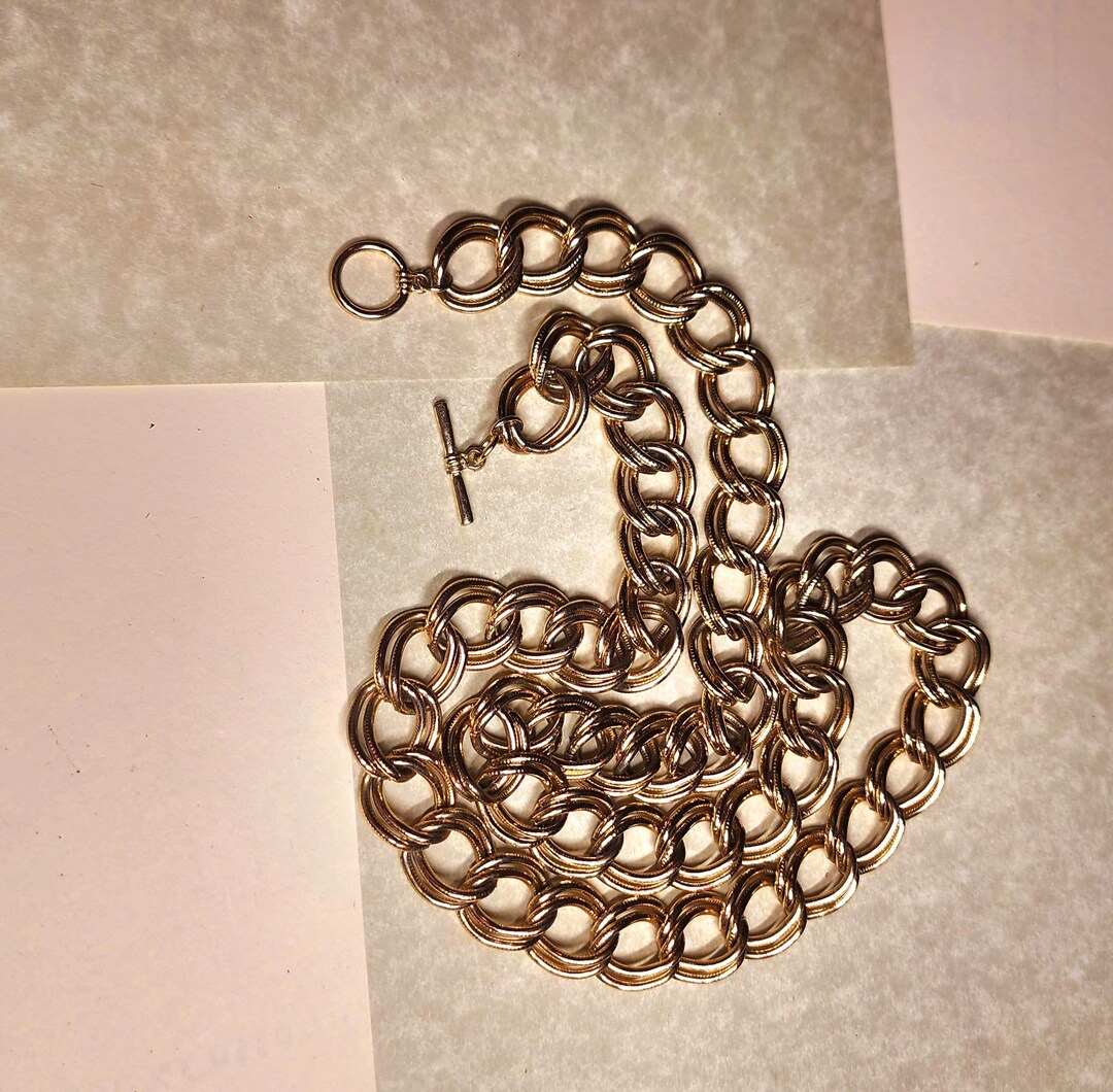 Vintage Double Link Gold Tone Chain Necklace - Etsy
