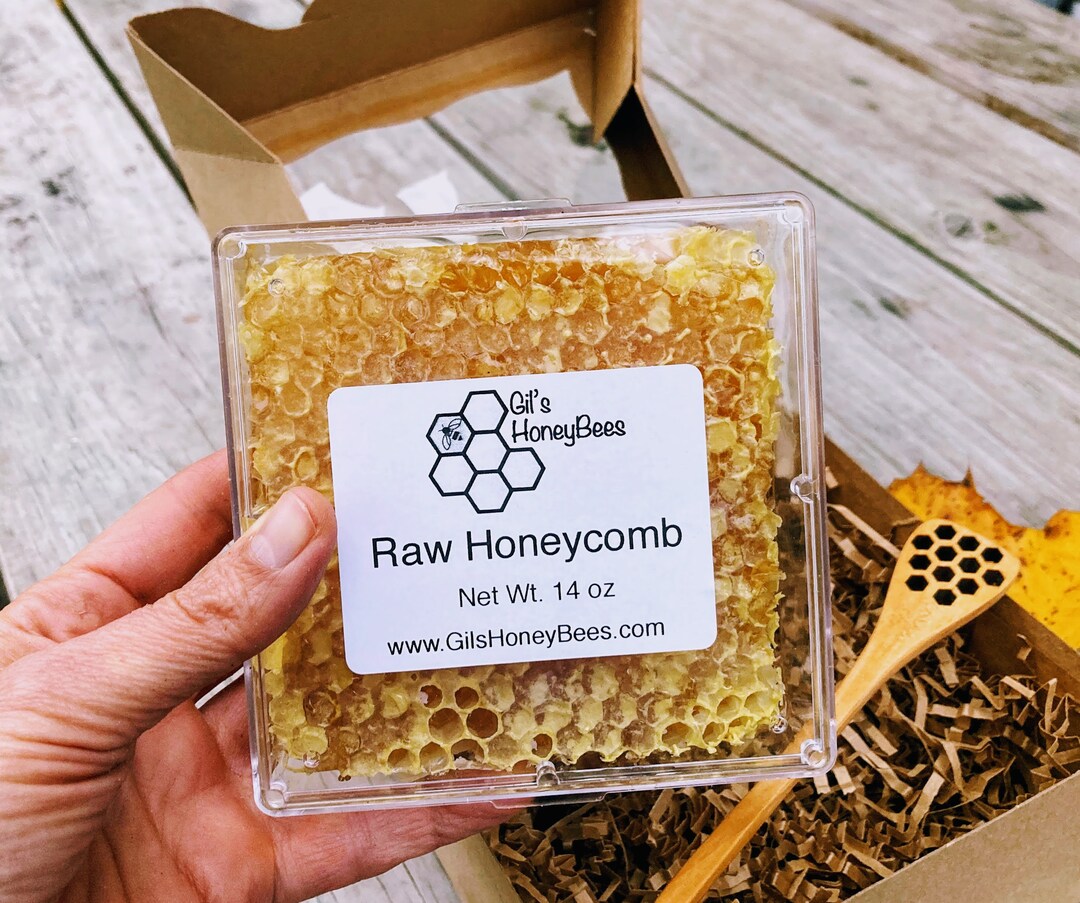 Raw Honeycomb Gift Box. Honey Gift Box With a Wooden Honey Dipper. Raw ...