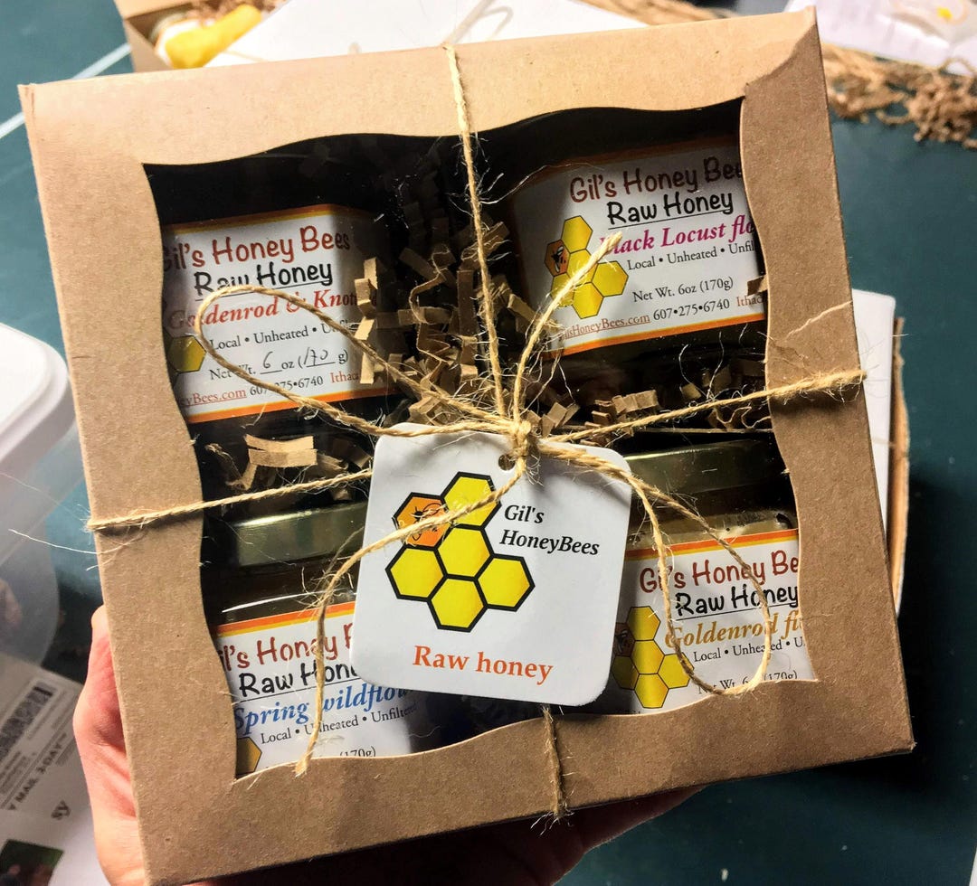 Raw Honey Gift Box, 4 Mini Jars, Seasonal Honey Varieties, NY Made - Etsy
