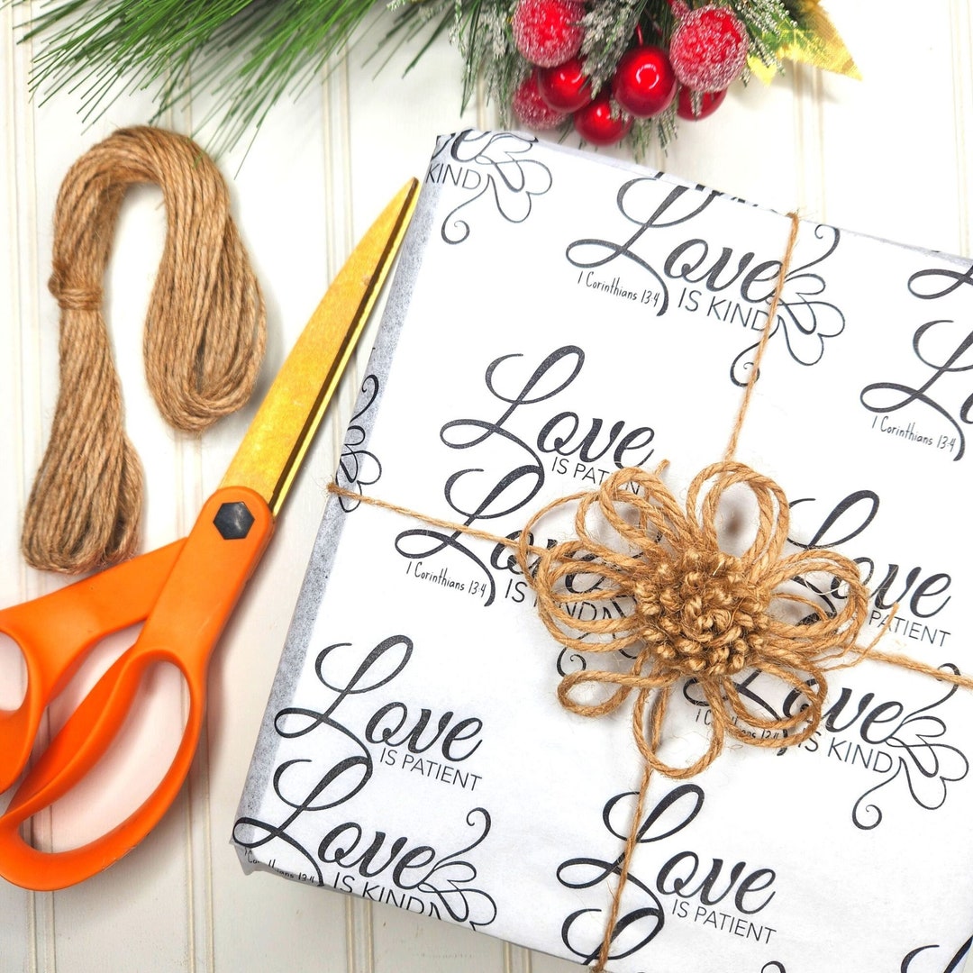 1 Corinthians 13:4, Christmas Wrapping Paper , Christmas Gift Tissue ...