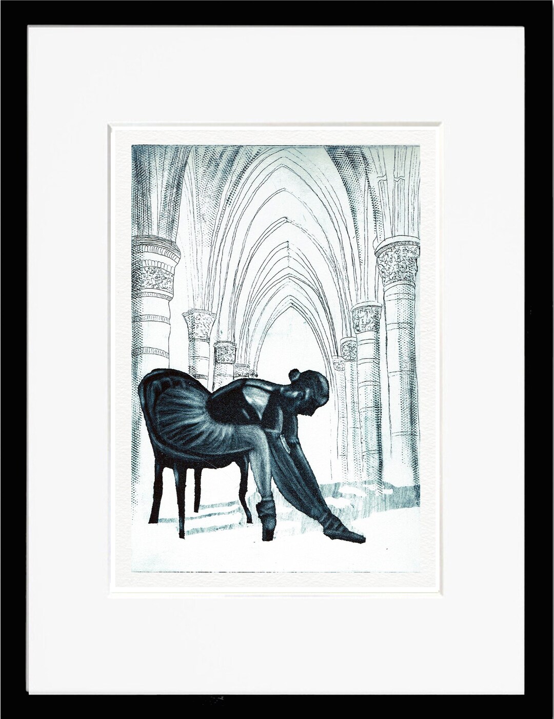 Ballet Dancer Mezzotint Ballet Shoes Vault Hall Church Original Etching ...