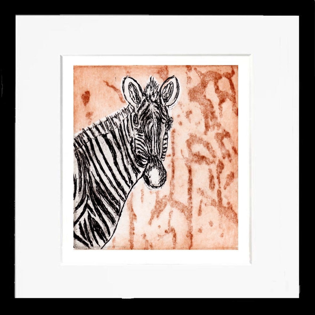 Zebra Portrait Africa Original Etching Decoration Apartment Original ...