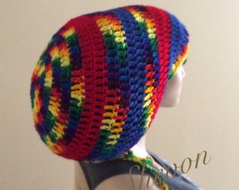 Rasta Dread Tube Hat Crochet Pattern Dreadlock Hat Rasta Tam Adjustable ...