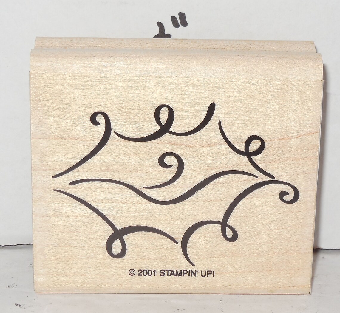 2001 Stampin' up Curly Christmas "ivy Leaf" 2" X 2" Wooden Rubber ...