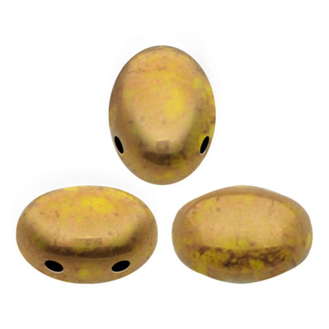 5 Grams Samos Par Puca 2 Hole Czech Glass Beads Opaque Jonquil Bronze ...