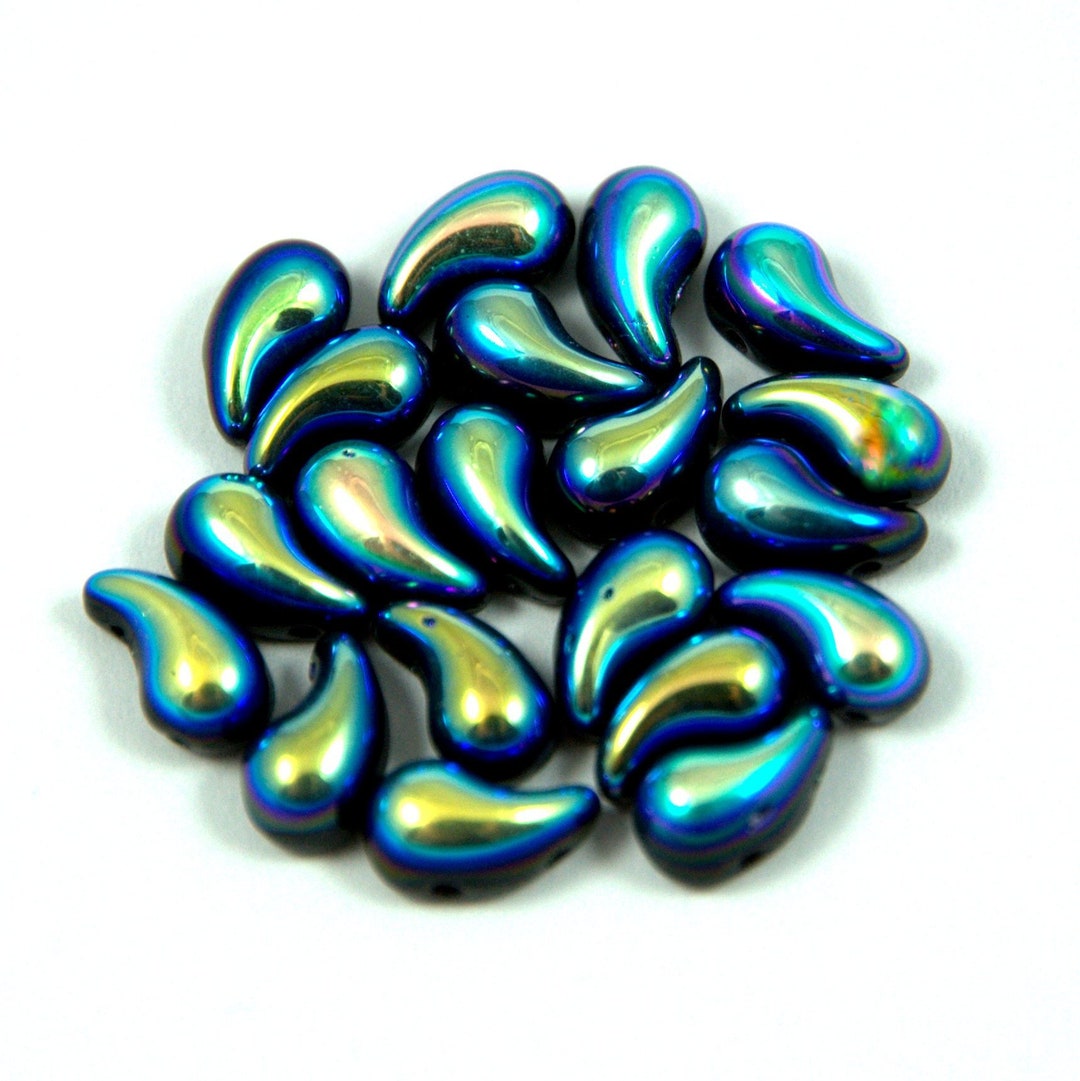20pcs Czech Pressed Glass Beads Zoliduo® Left 5x8 Mm Jet AB 23980 ...