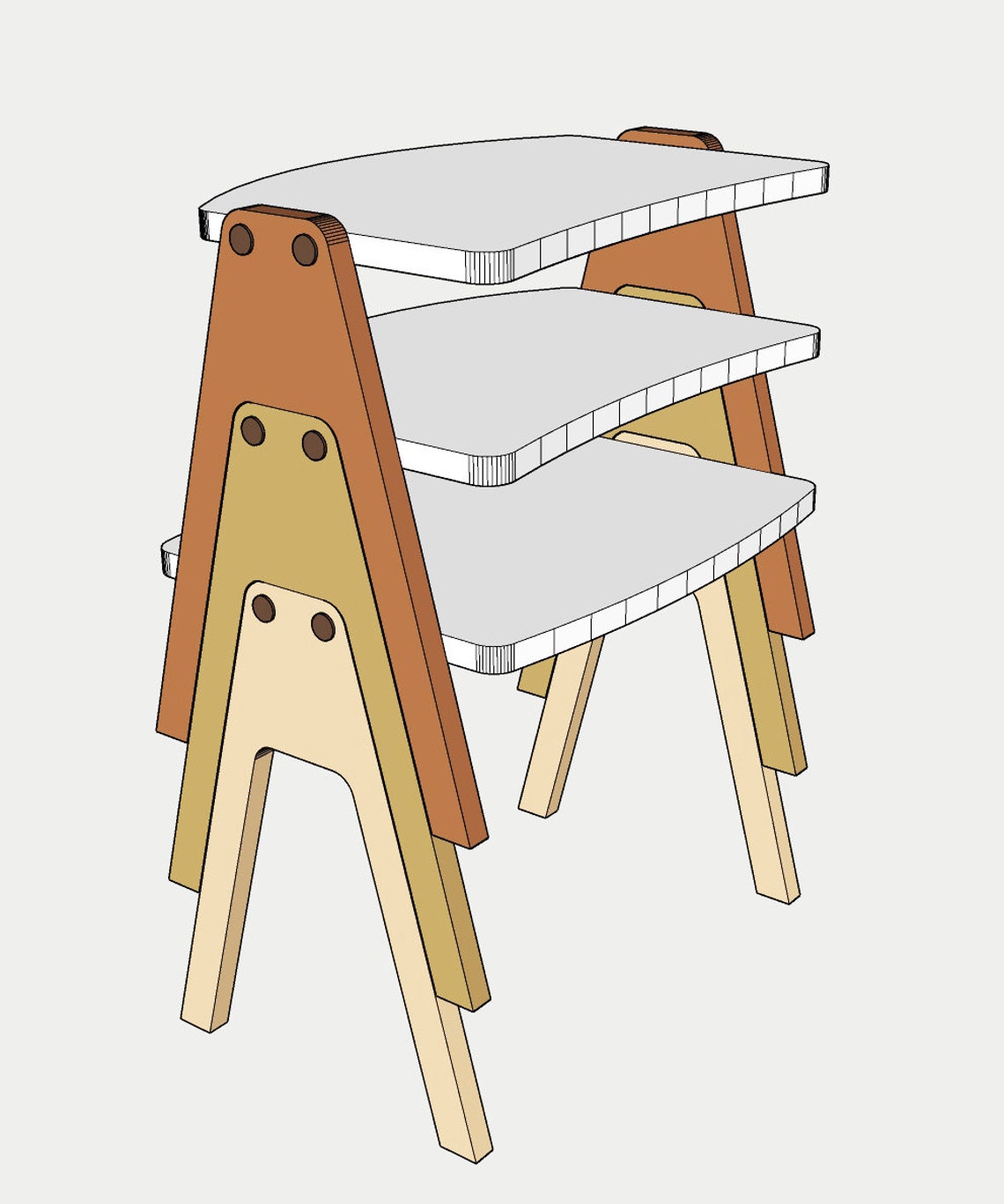 DIY, 3 Piece Nesting Shelf Coffee Table Plan (PDF), CNC Cutting Plan ...