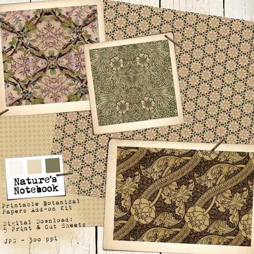 Nature's Notebook Printable Botanical Papers Digital - Etsy