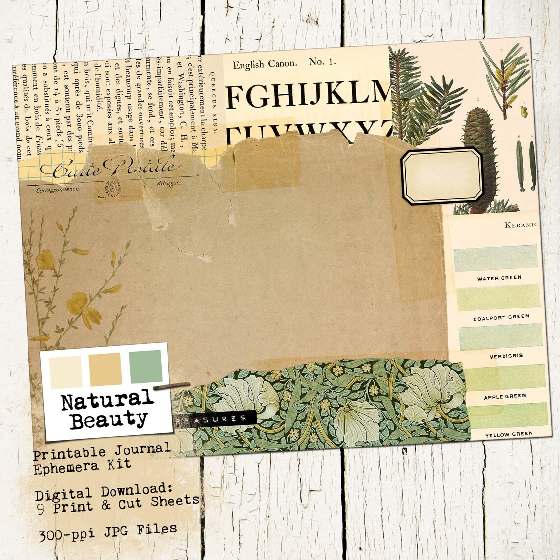 Natural Beauty Digital Junk Journal Kit Botanical Collage - Etsy
