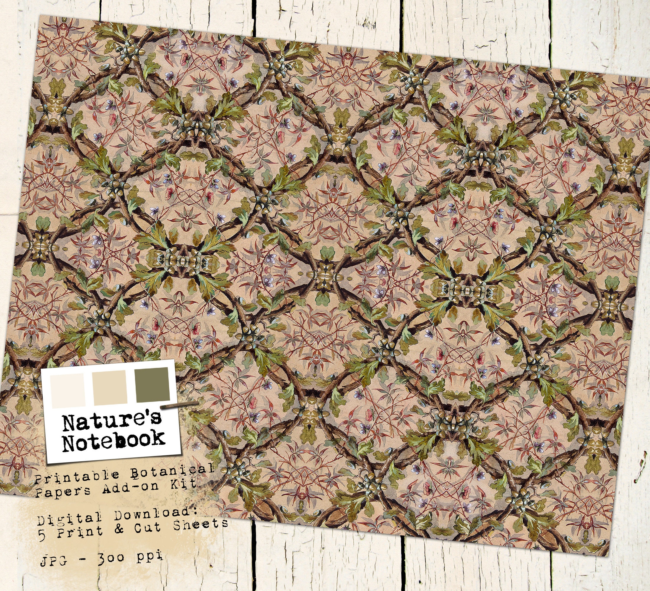 Nature's Notebook Printable Botanical Papers Digital - Etsy