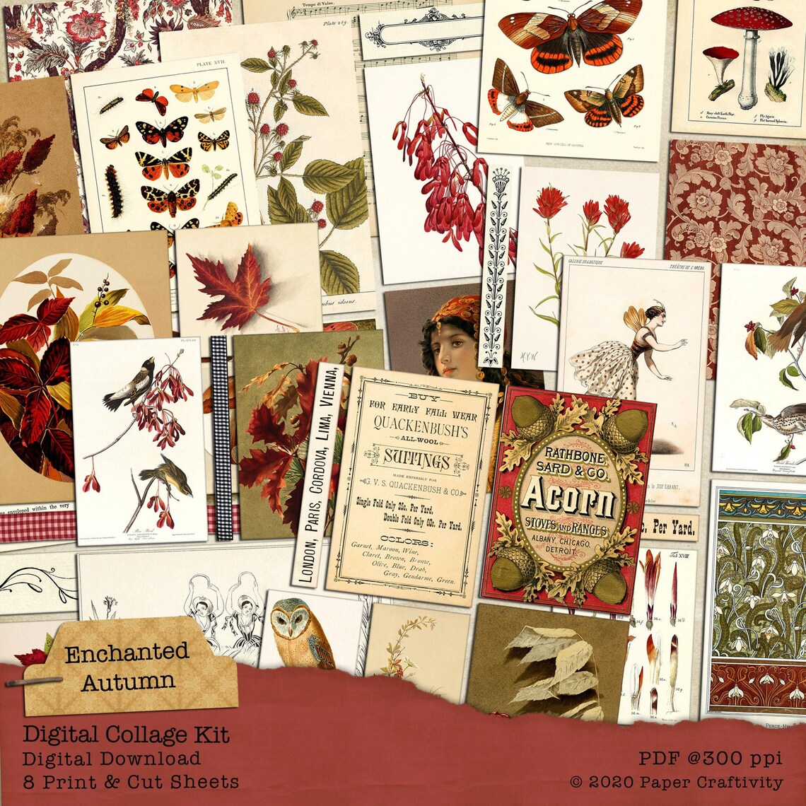 Enchanted Autumn Digital Collage Kit Digital Printable - Etsy