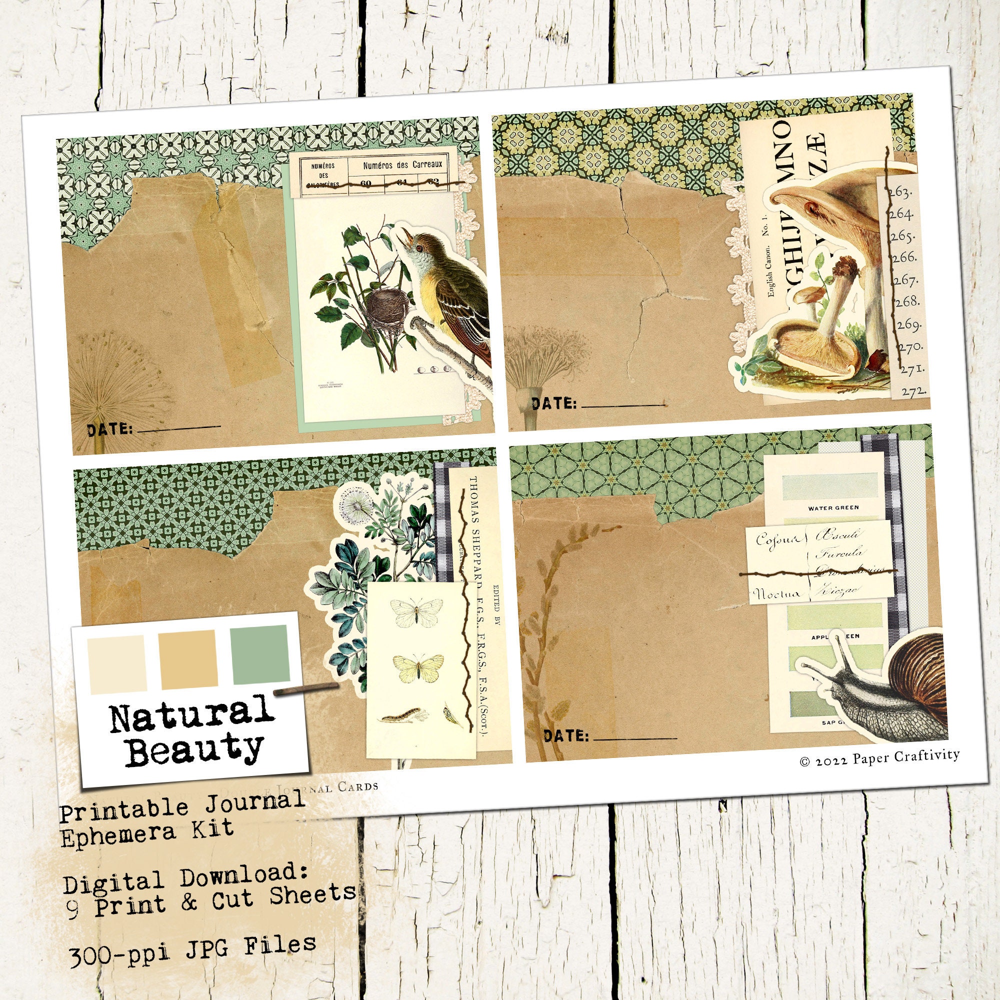 Natural Beauty Digital Junk Journal Kit Botanical Collage - Etsy