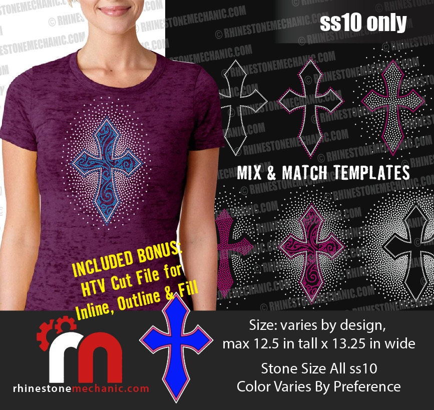 Multiple Cross Rhinestone Template Digitial Download - Etsy