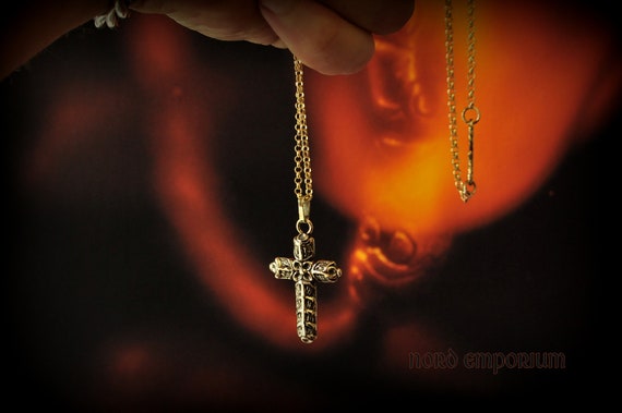 Ragnar s Cross Necklace the Vikings Brozne One Sided Cross Athelstan s Cross Gold plated Chain Handmade Christian Cross Handcrafted Ireland Etsy