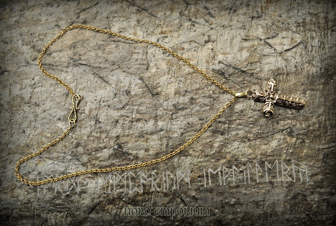 Ragnar's Cross Necklace the Vikings Brozne One Sided Cross - Etsy