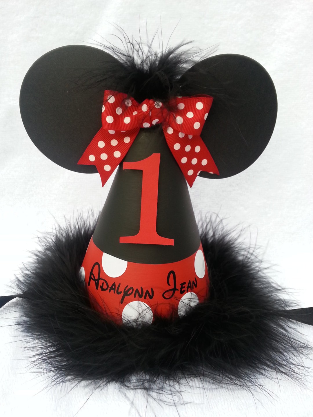 Handmade Minnie Mouse Inspired Party Hat With Name; Red - Etsy