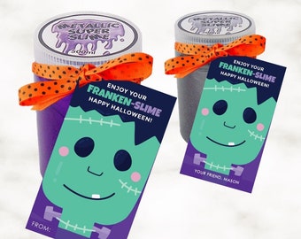 Franken-slime Halloween Treat Printable Tag, Classroom Halloween Treat ...