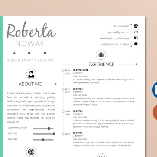 Editable Teacher Resume - Etsy