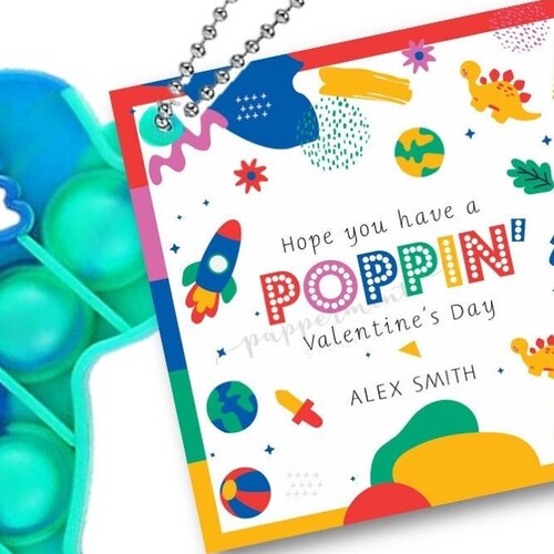 Valentines Pop It Gift Tags Personalized Pop It Tag Teacher | Etsy