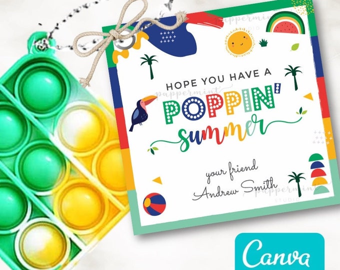 Pop It Gift Tags for Summer Printable, Popsicle Gift Tag, Cool Summer ...