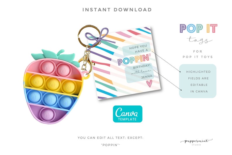 Editable Pop It Gift Tags: Personalized School Teacher Gifts (CANVA) - Etsy