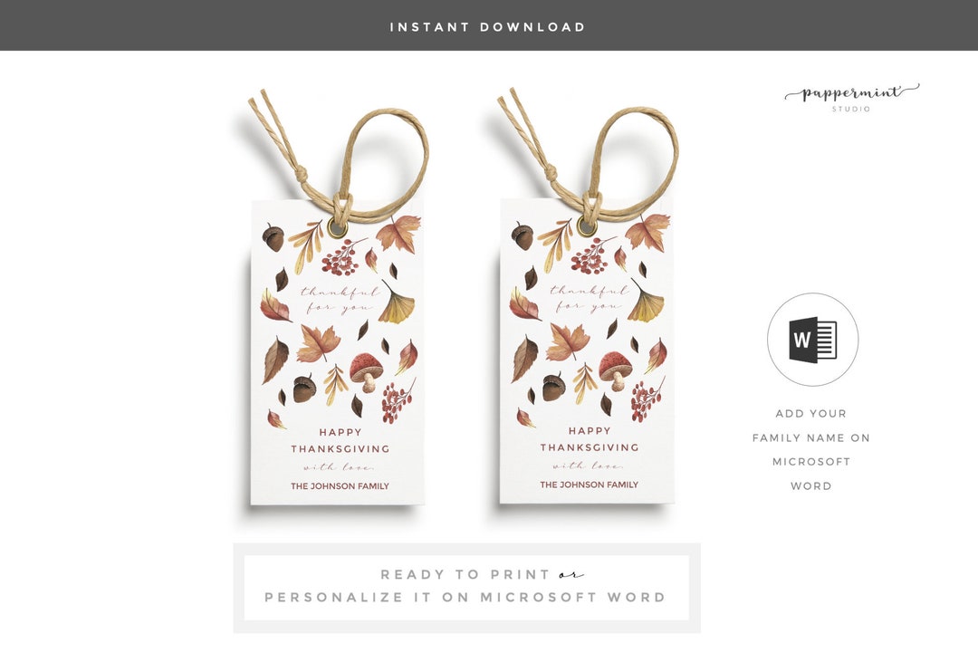 Personalized Thanksgiving Favor Tags: Fall Leaves Design (microsoft ...