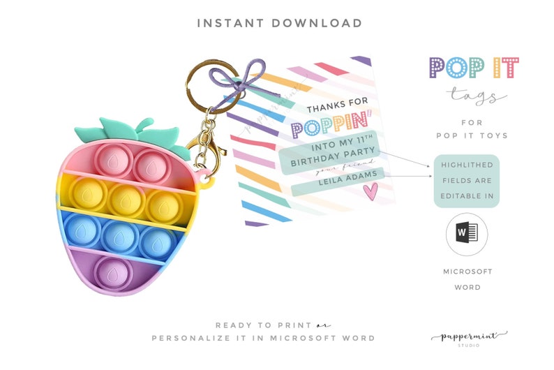 Pop It Gift Tags Birthday Pop It Tag Teacher School Gifts - Etsy