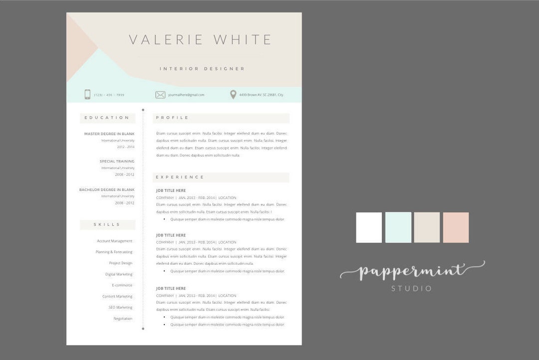 Creative Stylish Resume Template With Cover Letter Template for WORD ...