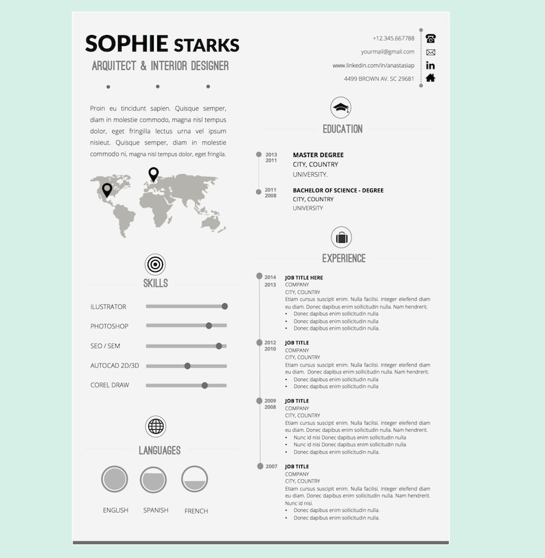 Timeline Resume Template With Cover Letter for Power Point - Etsy