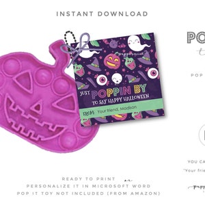Halloween Pop It Tags, Poppin Halloween, Happy Halloween, Editable in ...