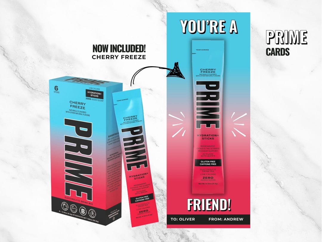 PRIME Hydration Stick Cards: School Printable (editable in CANVA) - Etsy