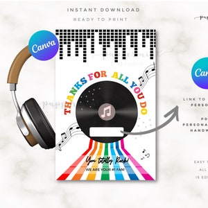 Teacher Appreciation Gift CARD, Tag I Teacher Appreciation Week Music ...