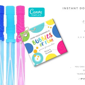 Editable End of School Year Tags, End of Schoolbubbles Gift Tags ...