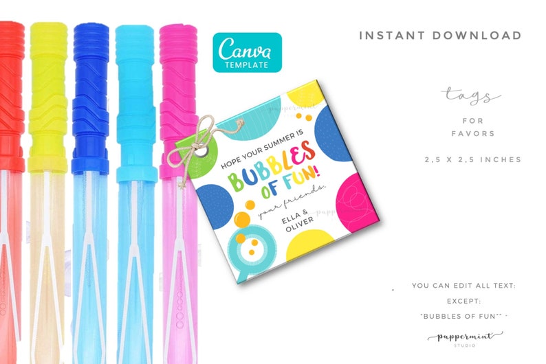 Editable End of School Year Tags End of Schoolbubbles Gift - Etsy