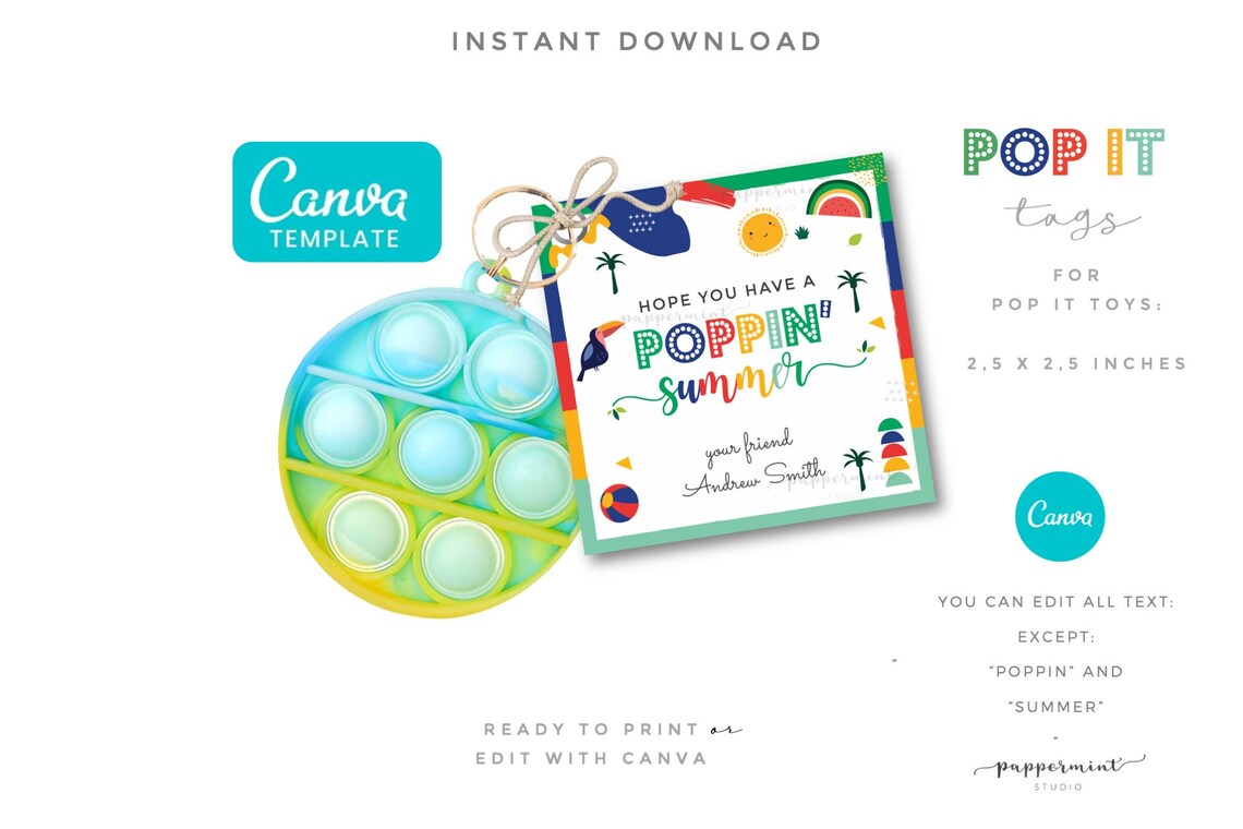 Pop It Gift Tags Hope You Have a Poppin Summer Pop-it Gift - Etsy
