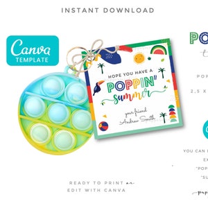 Pop It Gift Tags, Hope You Have a Poppin Summer, Pop-it Gift Labels ...