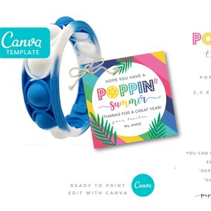 SUMMER Pop It Tags, Summer Poppin Favors Tag, Teacher School Gifts Tag ...