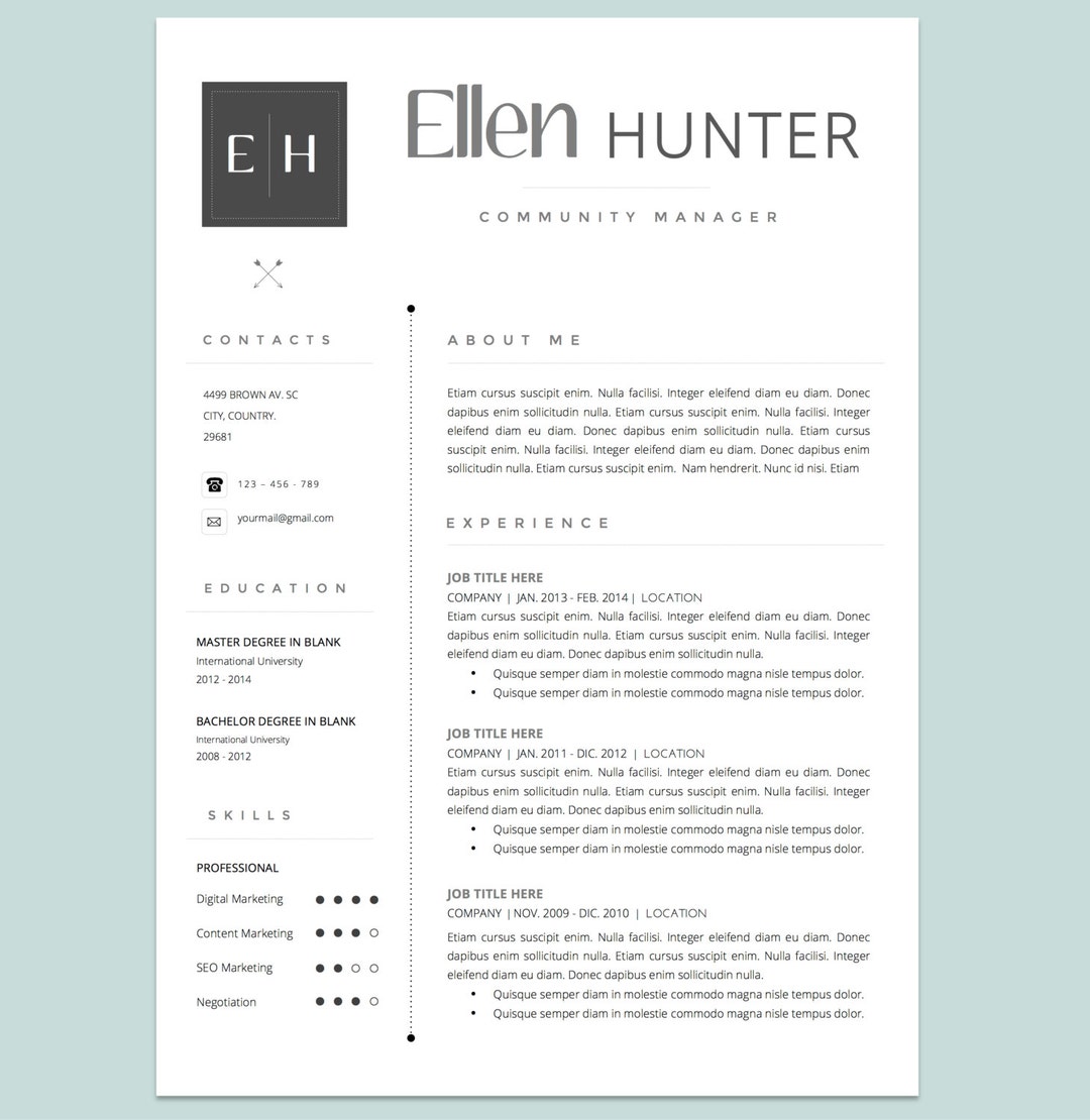 Elementary Teacher Resume Template for Word, Preschool Teacher Resume ...