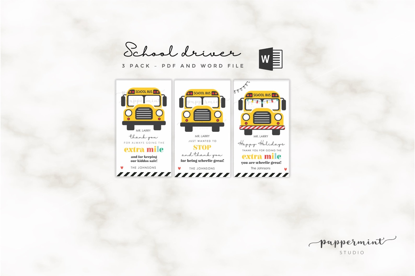 School Bus Driver Appreciation Gift Tag: Editable Thank You (microsoft ...