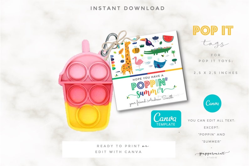 Summer Tags End of Year Pop It Gift Tags Pop-it Gift Labels | Etsy
