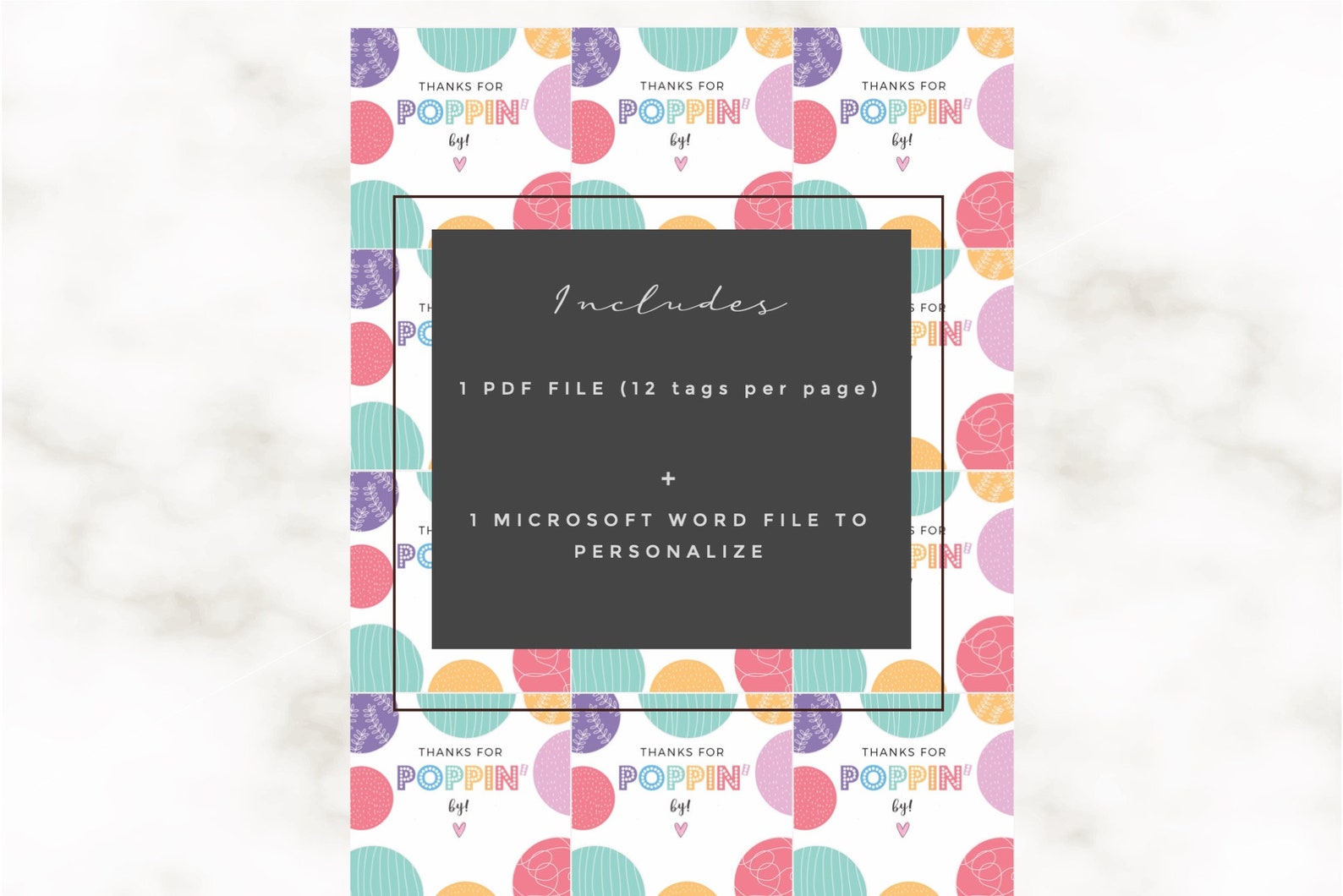 Pop It Gift Tags: Thanks for Poppin' By, Editable Tag (instant Download ...
