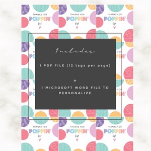 Pop It Gift Tags: Thanks for Poppin' By, Editable Tag (instant Download ...