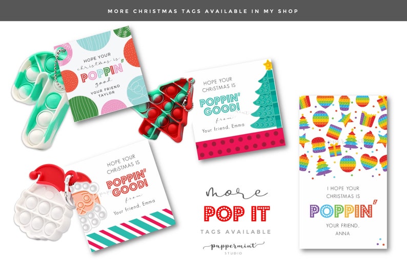 Christmas Pop It Gift Tags Personalized Pop It Tag Christmas - Etsy