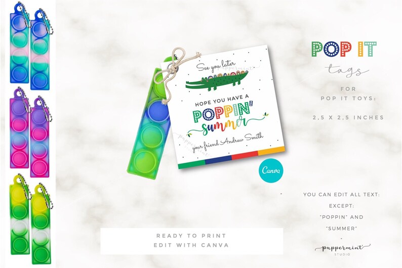 Pop It Gift Tags Hope You Have a Poppin Summer Pop-it Gift - Etsy