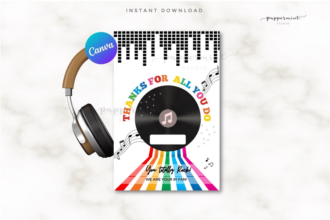 Teacher Appreciation Gift CARD, Tag I Teacher Appreciation Week Music ...