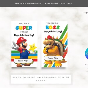 SUPER MARIO Valentines Tags for Kids Mario Kart Class Valentines Tags ...