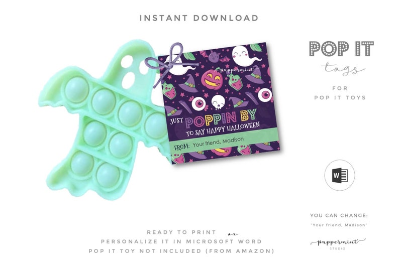 Halloween Pop It Tags Poppin Halloween Happy Halloween - Etsy