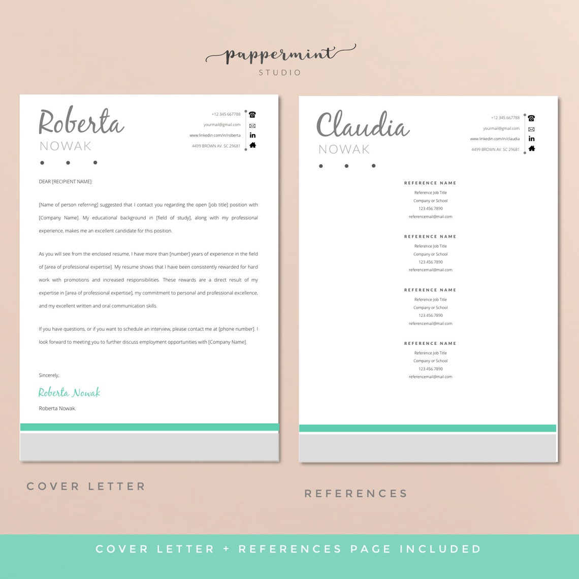 Elementary Teacher Resume Template With Cover Letter for WORD - Etsy